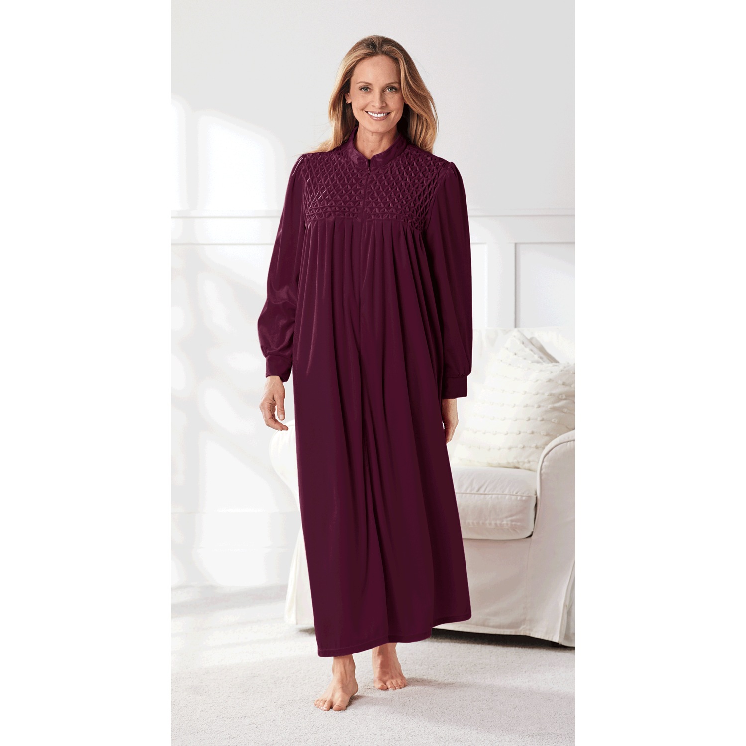 Zip Front Velour Robe | Amerimark