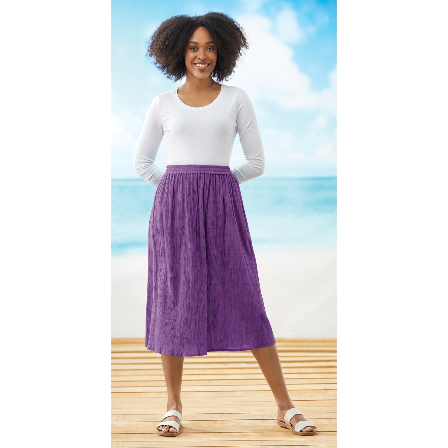 Crinkle Cotton Skirt | Amerimark