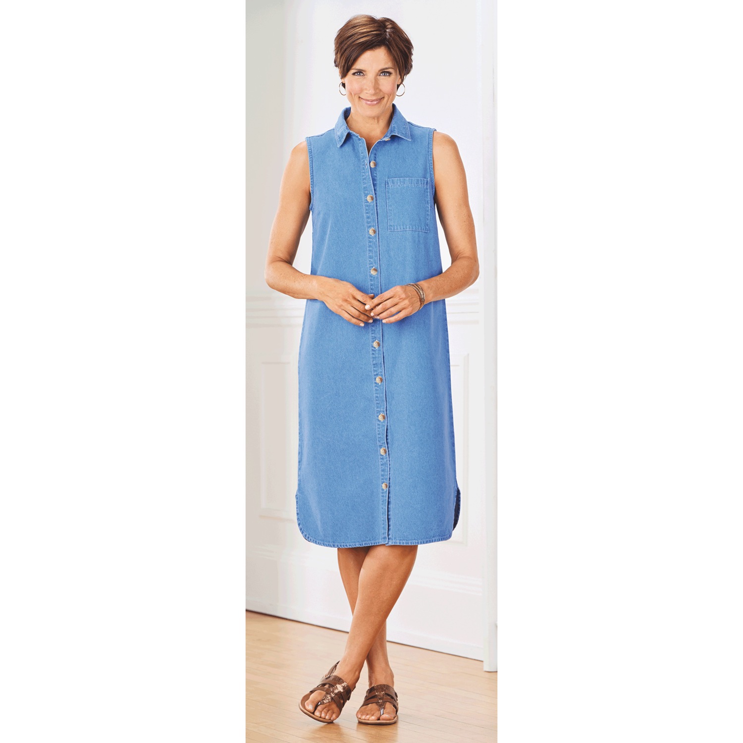 Button-Front Denim Dress | Amerimark