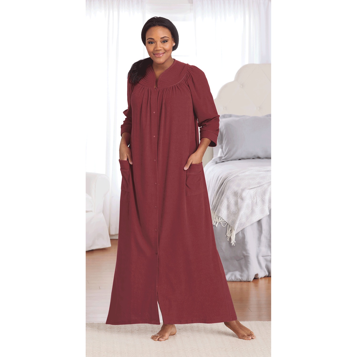 Snap-Front Long Terry Robe | Amerimark