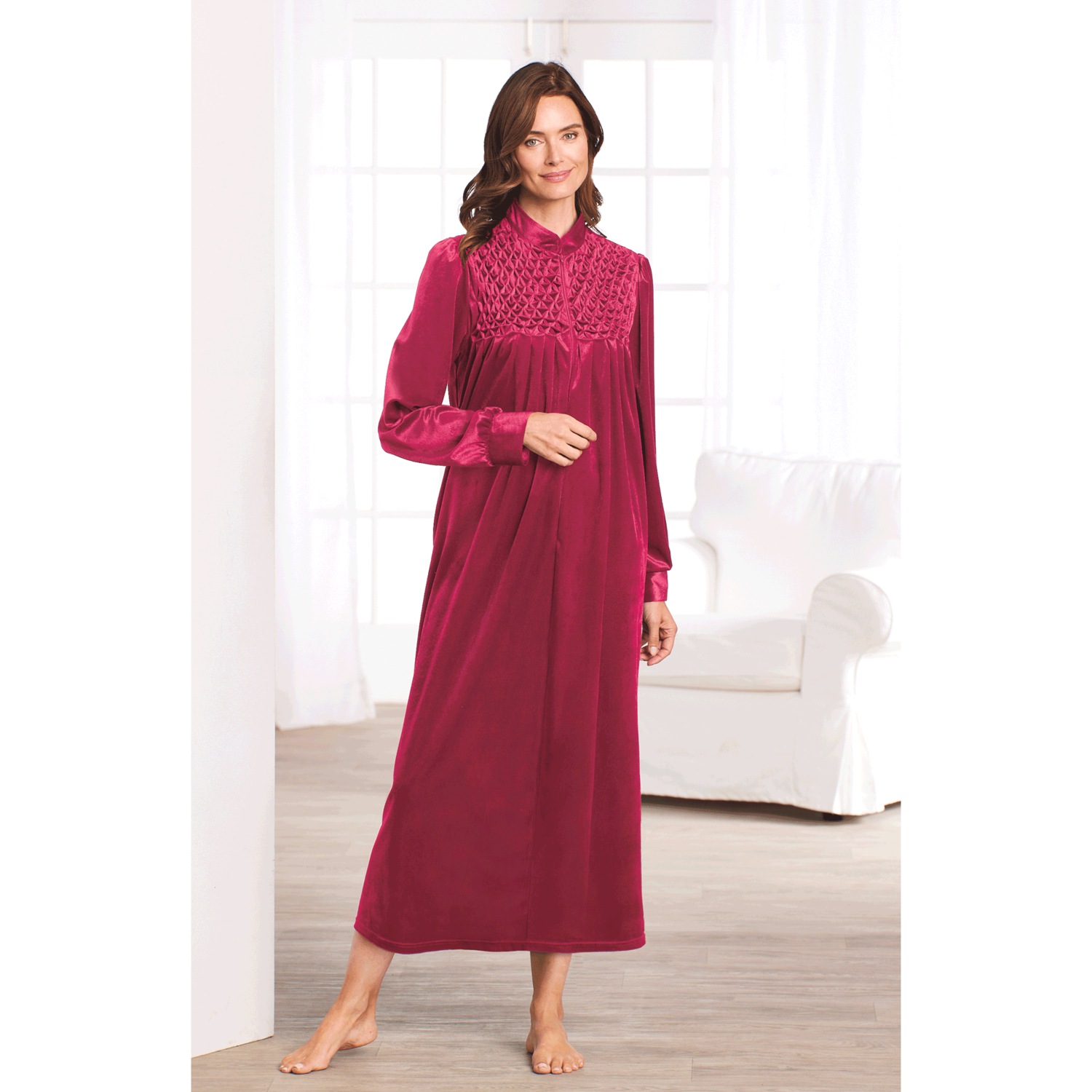 Zip Front Velour Robe | Amerimark