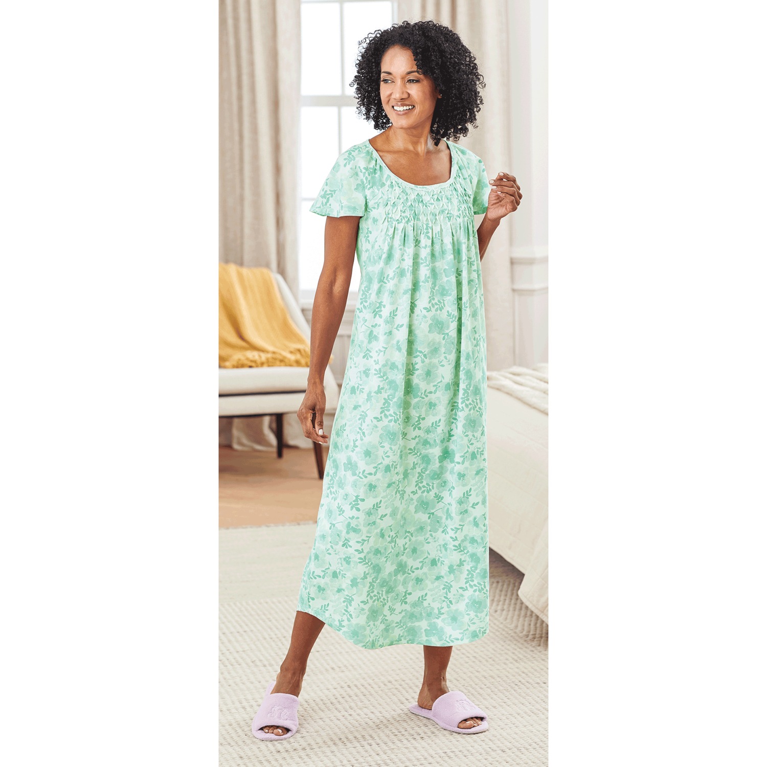 Printed Gown With Smocking | Amerimark