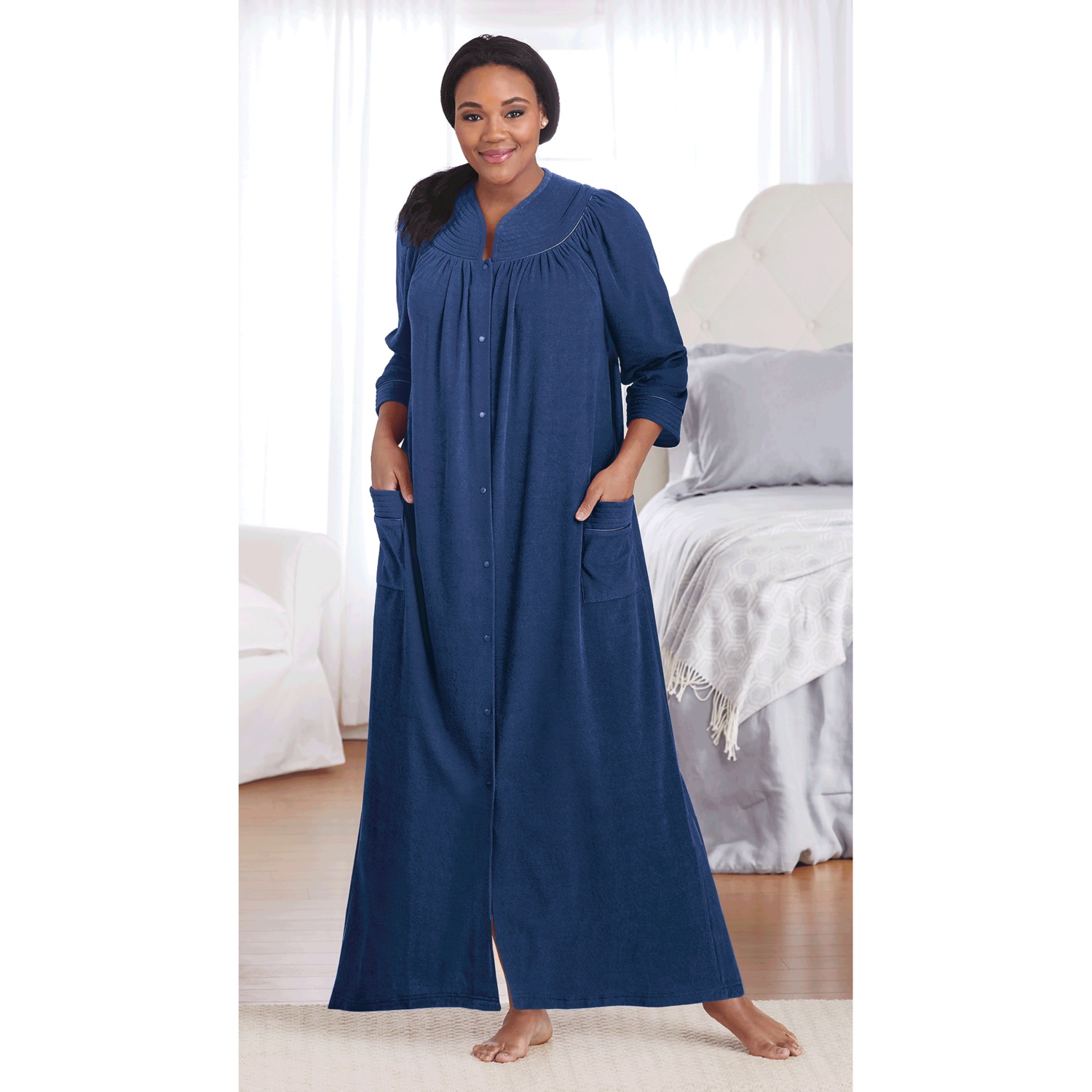 Snap-Front Long Terry Robe | Amerimark