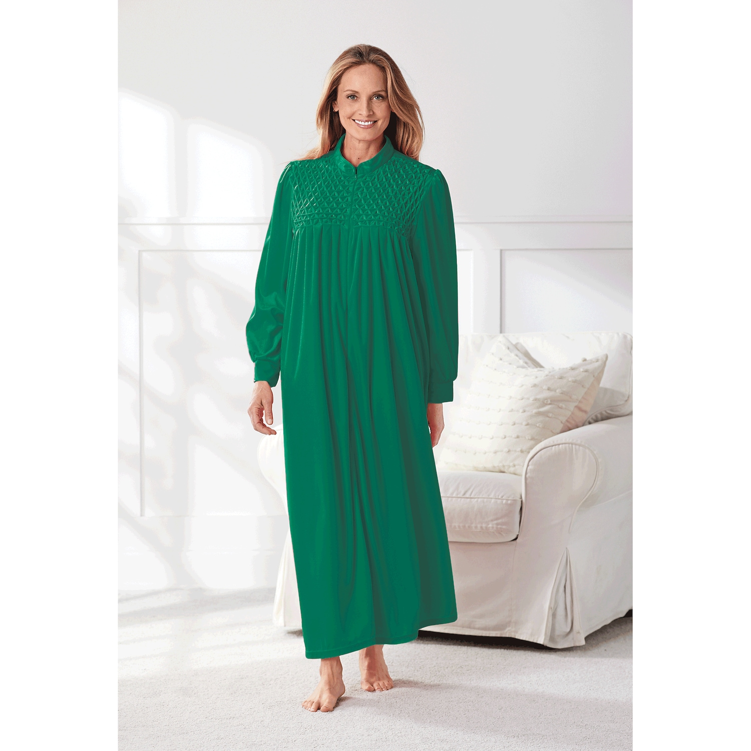 Zip Front Velour Robe | Amerimark