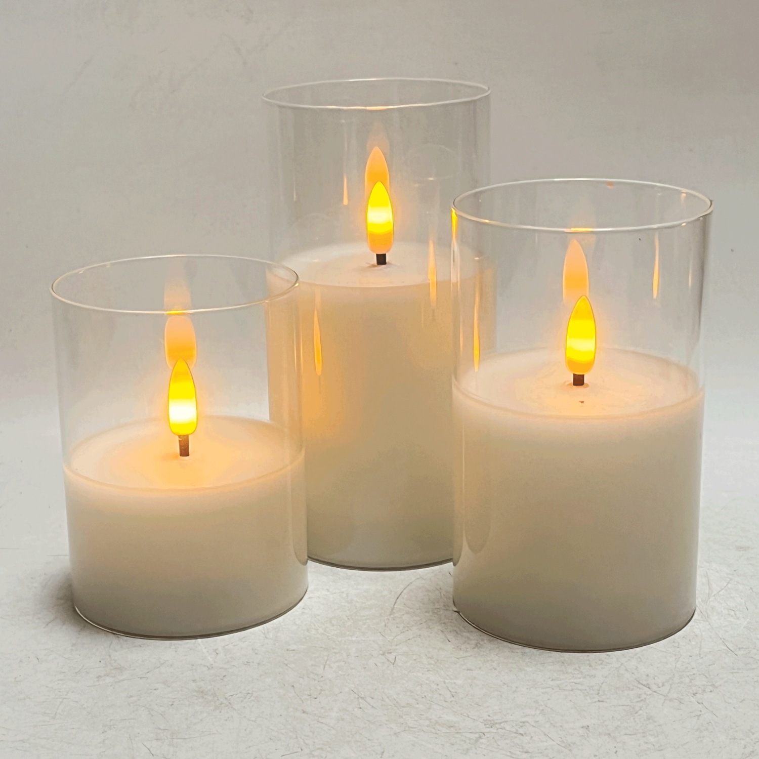 Set of 3 Transparent Bullet Glass LED Candles | Amerimark