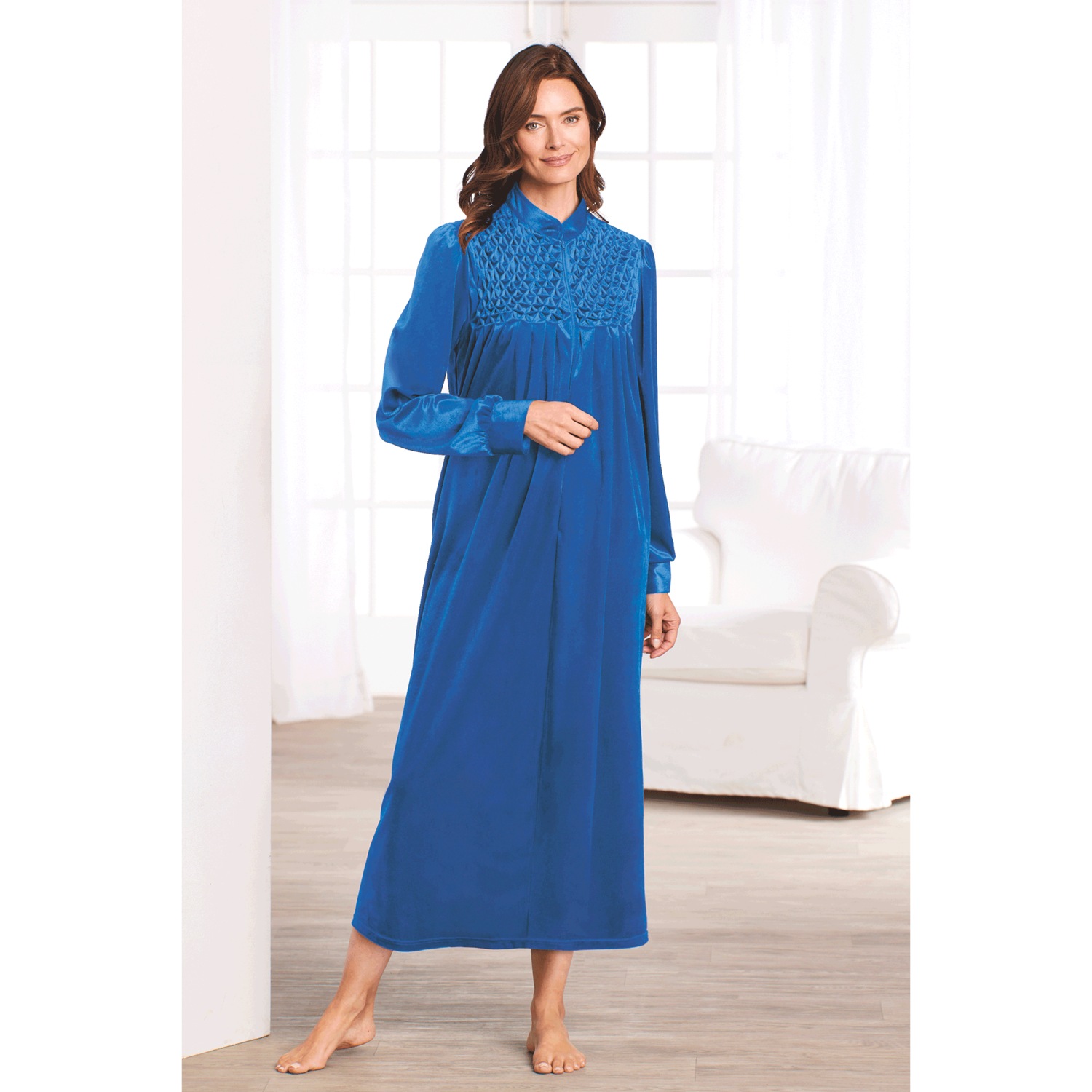 Zip Front Velour Robe | Amerimark